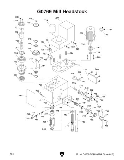 Parts for G0768 8" x 16" Variable-Speed Benchtop Metal Lathe - Grizzly ...
