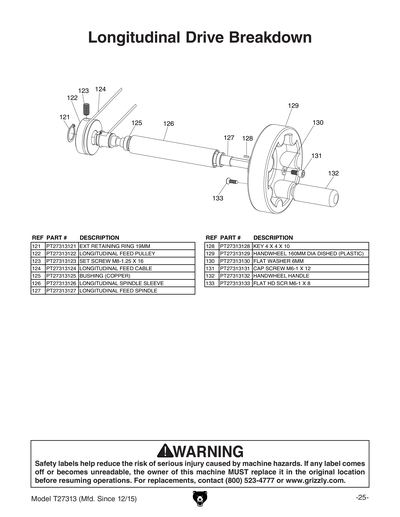 Parts for Copy Attachment for G0987, G0733, G0462, G0584, G5979, and ...