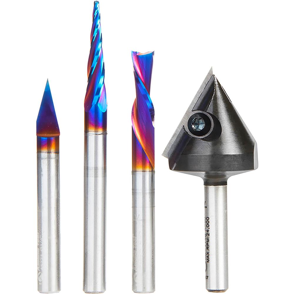 4 Pc. 1/4" X-Carve® CNC Router Bit Starter Set - Grizzly Industrial, Inc.