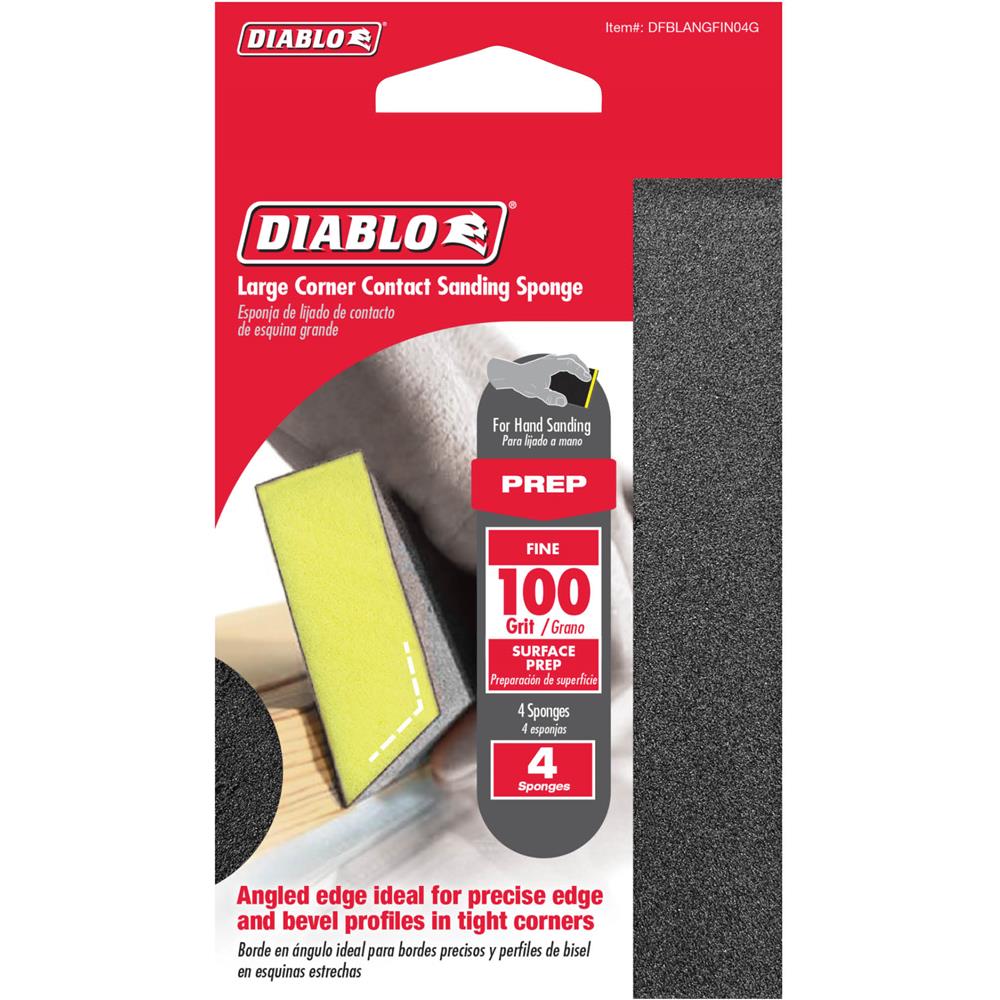 Diablo T33552 - Corner Contact 100-Grit (Fine) Sanding Sponge 4 Pk ...