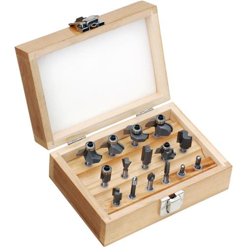Steelex D1061 - 15-Pc. Router Bit Set 1/4" Shank - Grizzly Industrial, Inc.